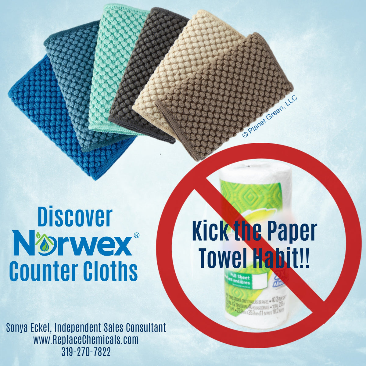 Norwex Counter Cloths (Set of 3) - Sea Mist, Navy, & Teal – thecoffeeguy