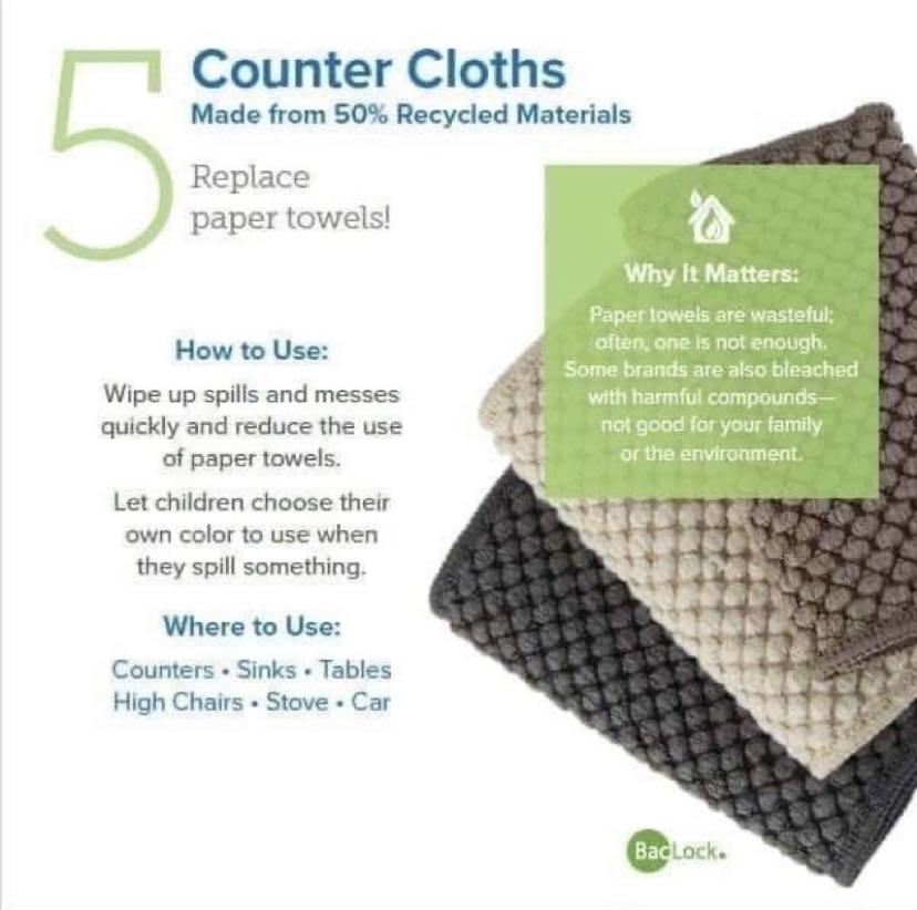Norwex Counter Cloths Set of 3 Sea Mist Navy Teal thecoffeeguy